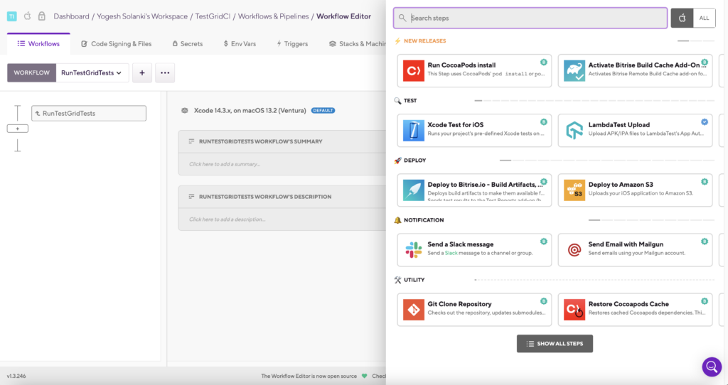 Bitrise Integration with TestGrid